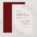 Modern Crimson Red Foliage Outline Wedding Invitation | Zazzle