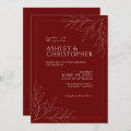 Modern Crimson Red Foliage Outline Wedding Invitation | Zazzle