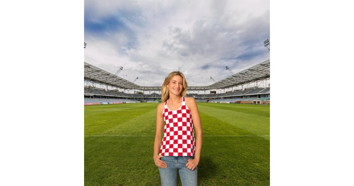 Modern Croatian Red Checkerboard Pattern Tank Top | Zazzle