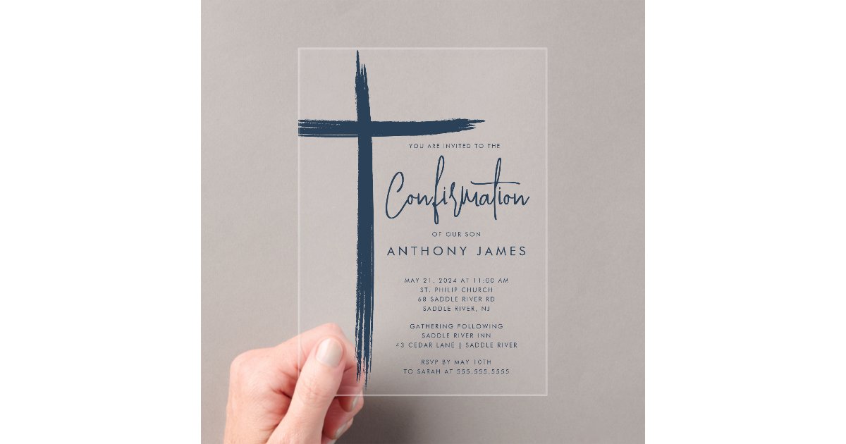 Modern Cross Boys Confirmation Invitation | Zazzle