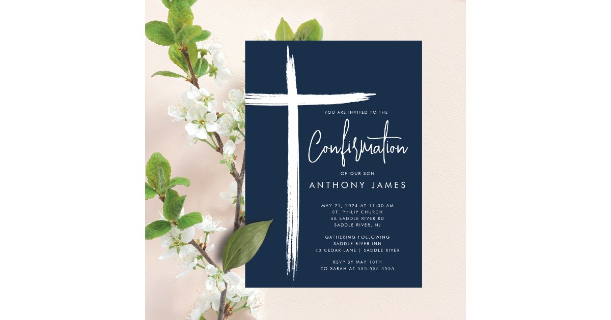 Modern Cross Boys Confirmation Invitation | Zazzle