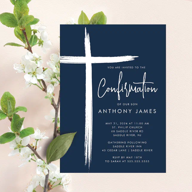 Modern Cross Boys Confirmation Invitation | Zazzle