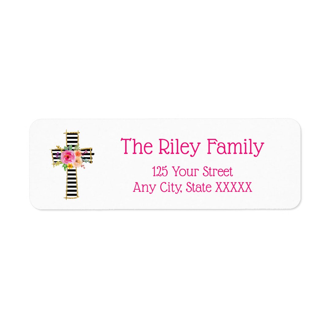 Modern Cross Return Address Label | Zazzle