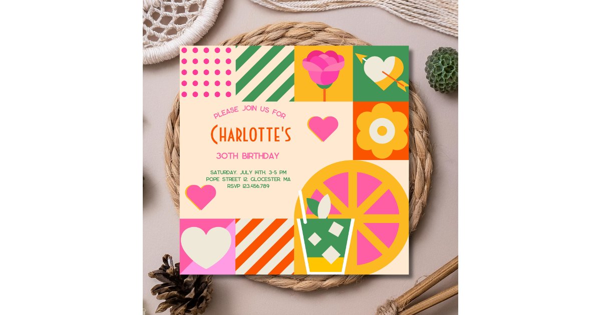 Modern Cubic art adult Birthday Invitation | Zazzle