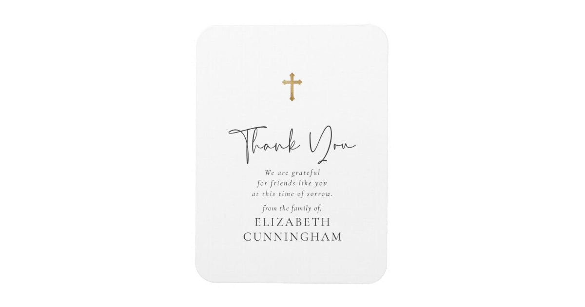 Modern Cursive Script Faux Gold Cross Memorial Magnet | Zazzle