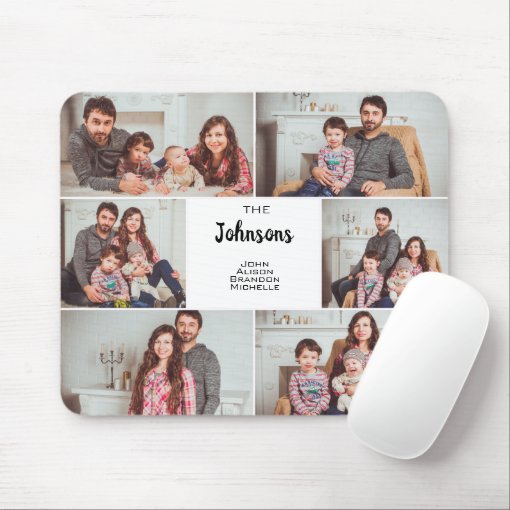Modern Custom 6 Family Photo Collage Mouse Pad | Zazzle