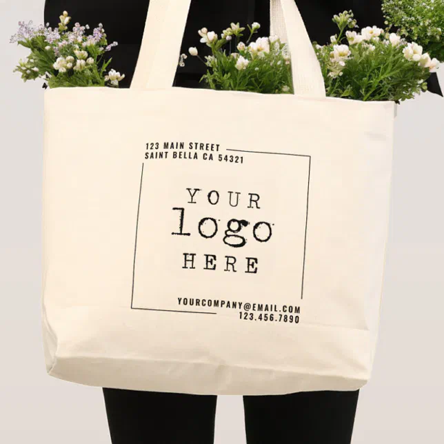 Modern Custom Business Company Logo Large Tote Bag | Zazzle