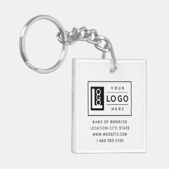 Modern Custom Business Logo and QR Code Keychain | Zazzle