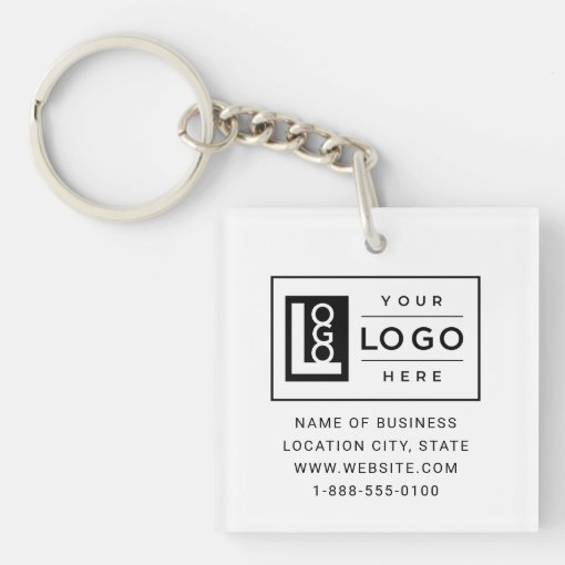 Modern Custom Business Logo and QR Code Keychain | Zazzle