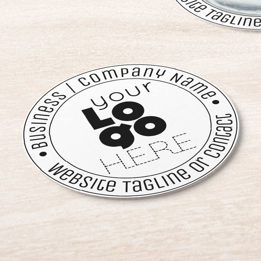 Modern Custom Business Logo Classic Round Coasters | Zazzle