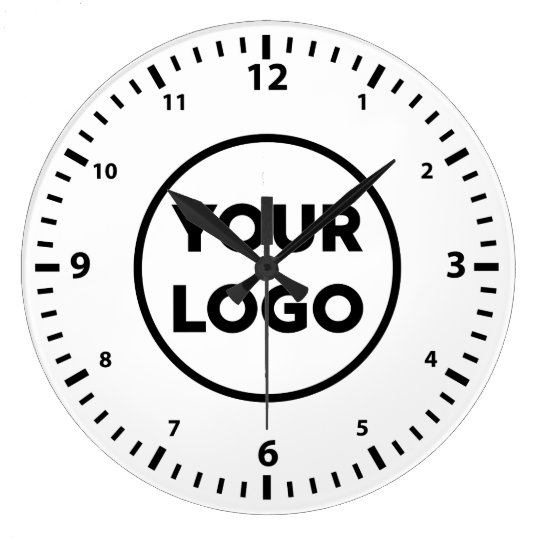Modern Custom Business Logo on White Background Large Clock | Zazzle.com
