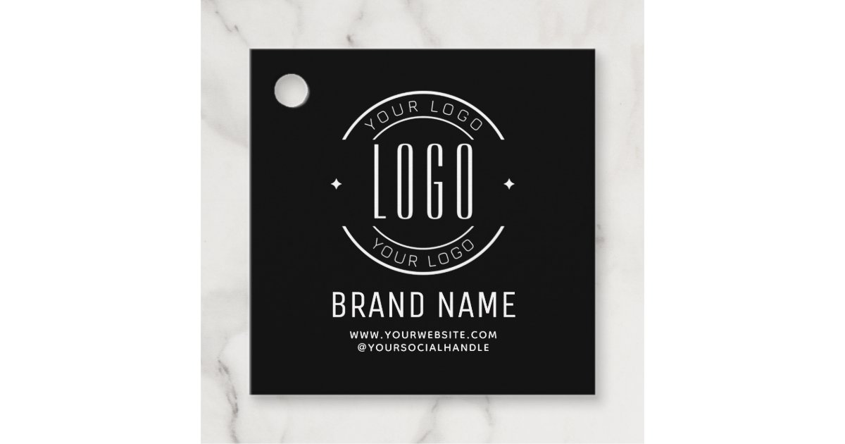 Modern custom company logo business branded favor tags | Zazzle