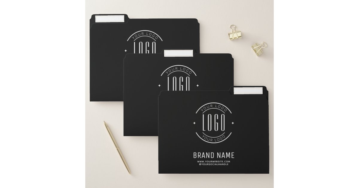 Modern custom company logo business branded file folder | Zazzle