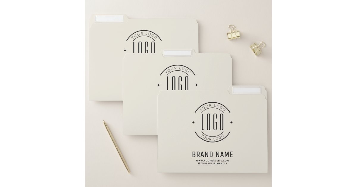 Modern custom company logo business branded file folder | Zazzle