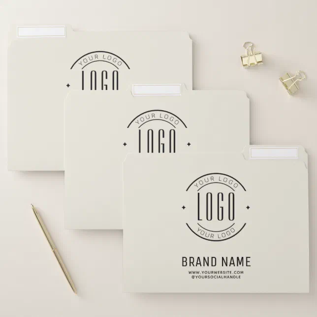 Modern custom company logo business branded file folder | Zazzle