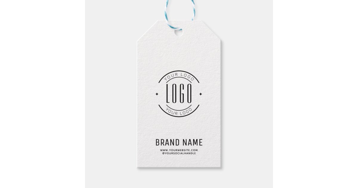 Modern custom company logo business branded gift tags | Zazzle
