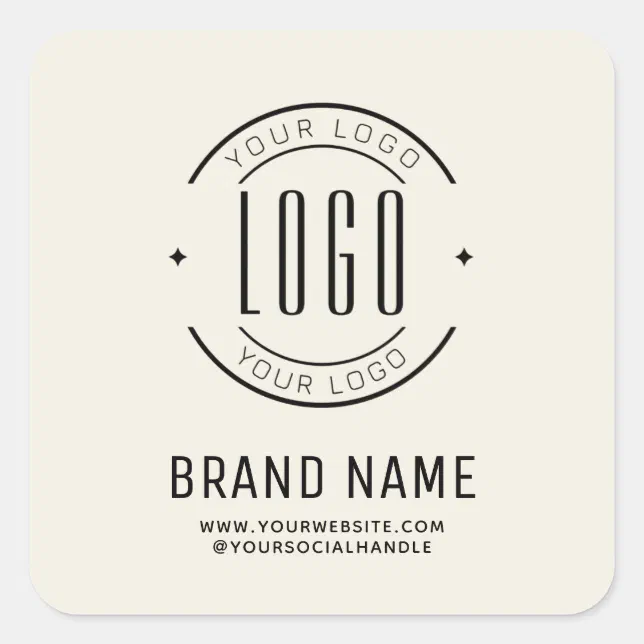 Modern custom company logo business branded square sticker | Zazzle