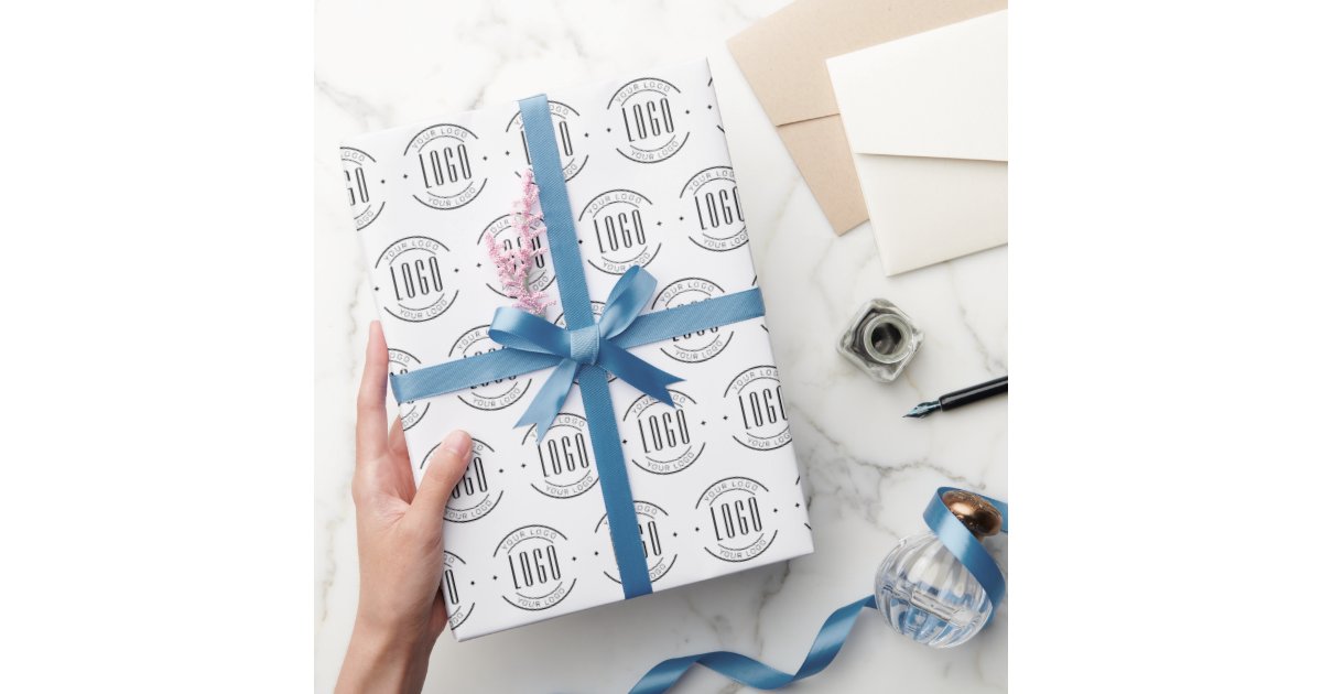 Modern custom company logo business branded wrapping paper | Zazzle