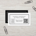 Modern Custom Company Logo QR Code Black White Business Card | Zazzle
