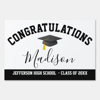 Modern Custom Congratulations Graduate Sign | Zazzle