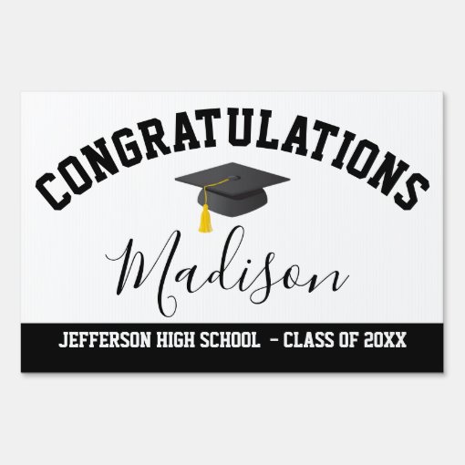 Modern Custom Congratulations Graduate Sign | Zazzle