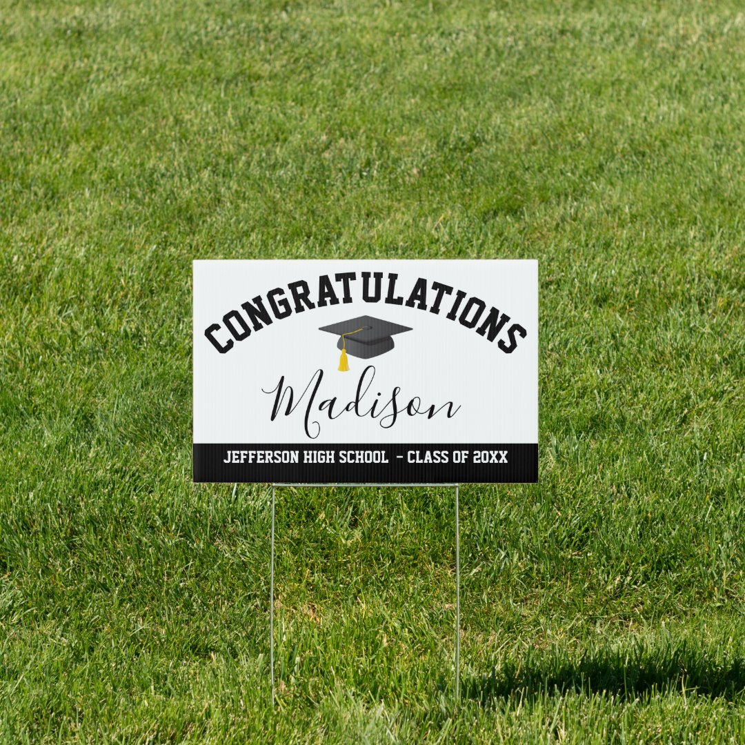 Modern Custom Congratulations Graduate Sign | Zazzle