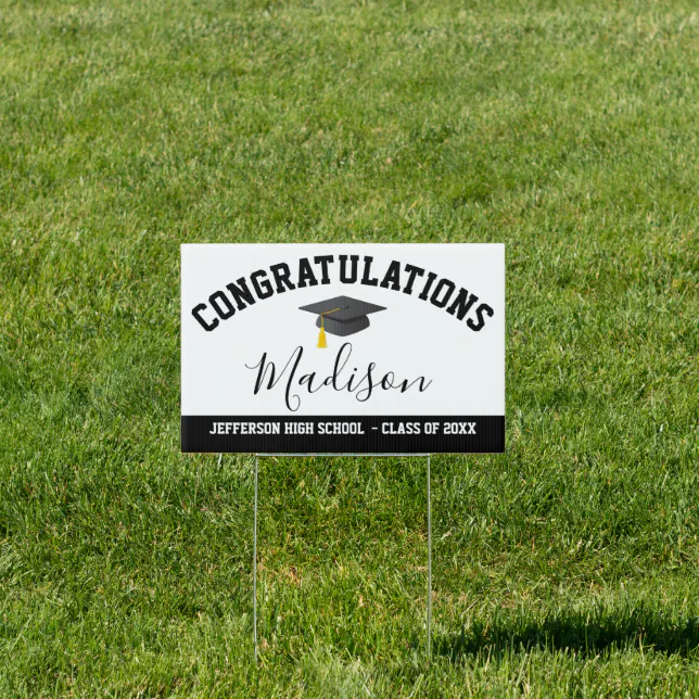 Modern Custom Congratulations Graduate Sign | Zazzle