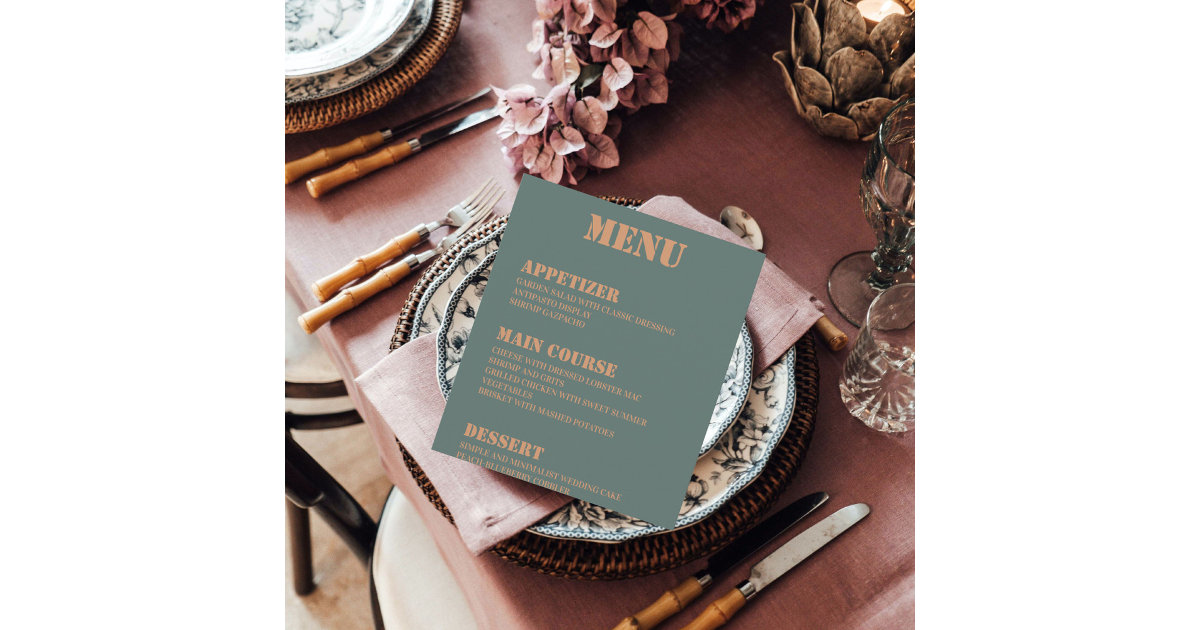 Modern Custom Design Wedding Table Menu Cards | Zazzle