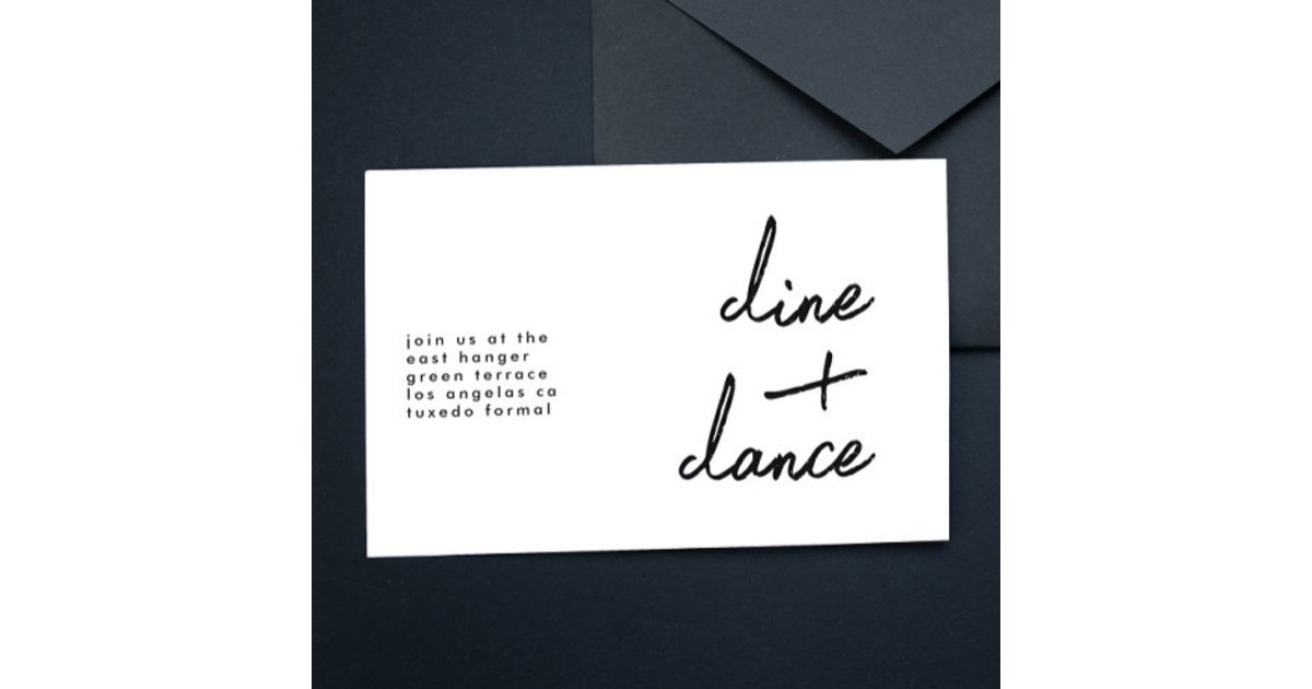 Modern Custom dine and dance Wedding Reception Invitation | Zazzle