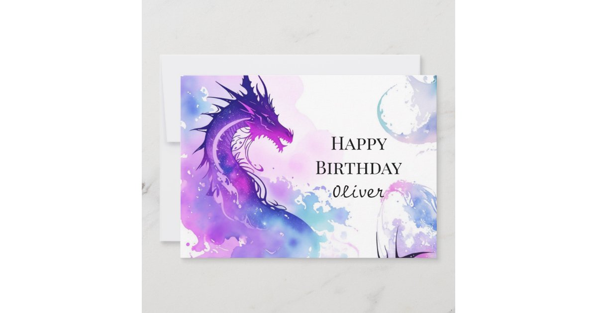 Modern Custom Dragon Birthday Card | Zazzle