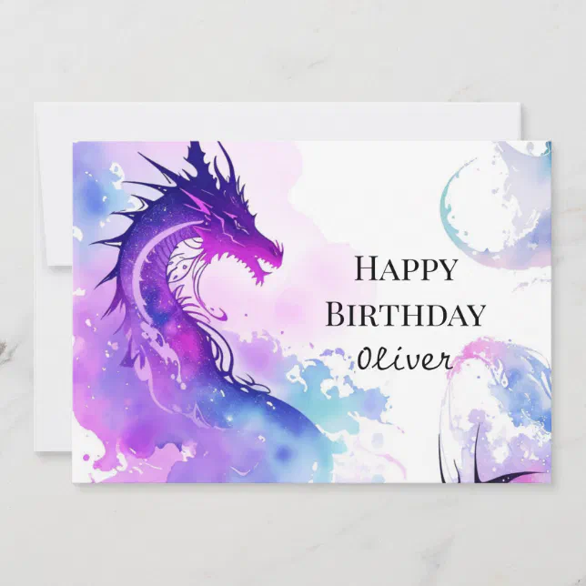 Modern Custom Dragon Birthday Card | Zazzle