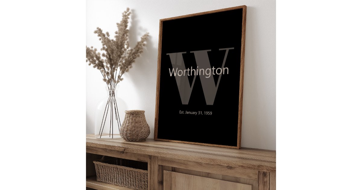 Modern Custom Family Last Name Wall Art Elegant | Zazzle