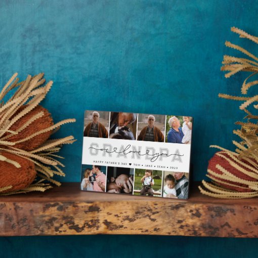 Modern Custom GRANDPA Father’s Day Photo Collage Plaque | Zazzle