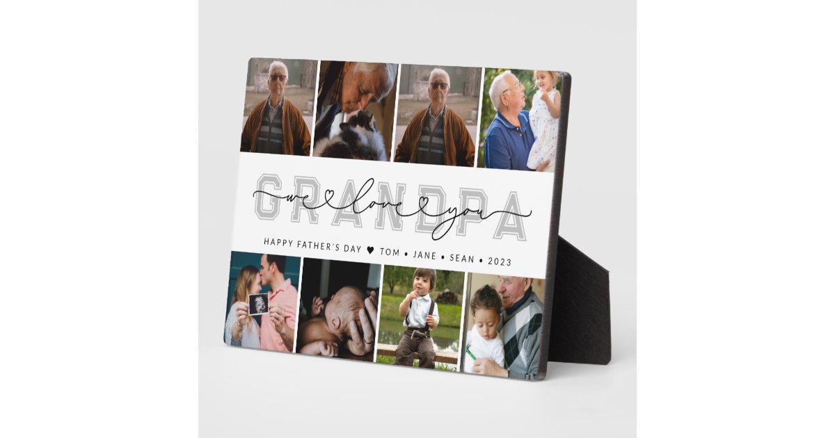 Modern Custom GRANDPA Father’s Day Photo Collage Plaque | Zazzle
