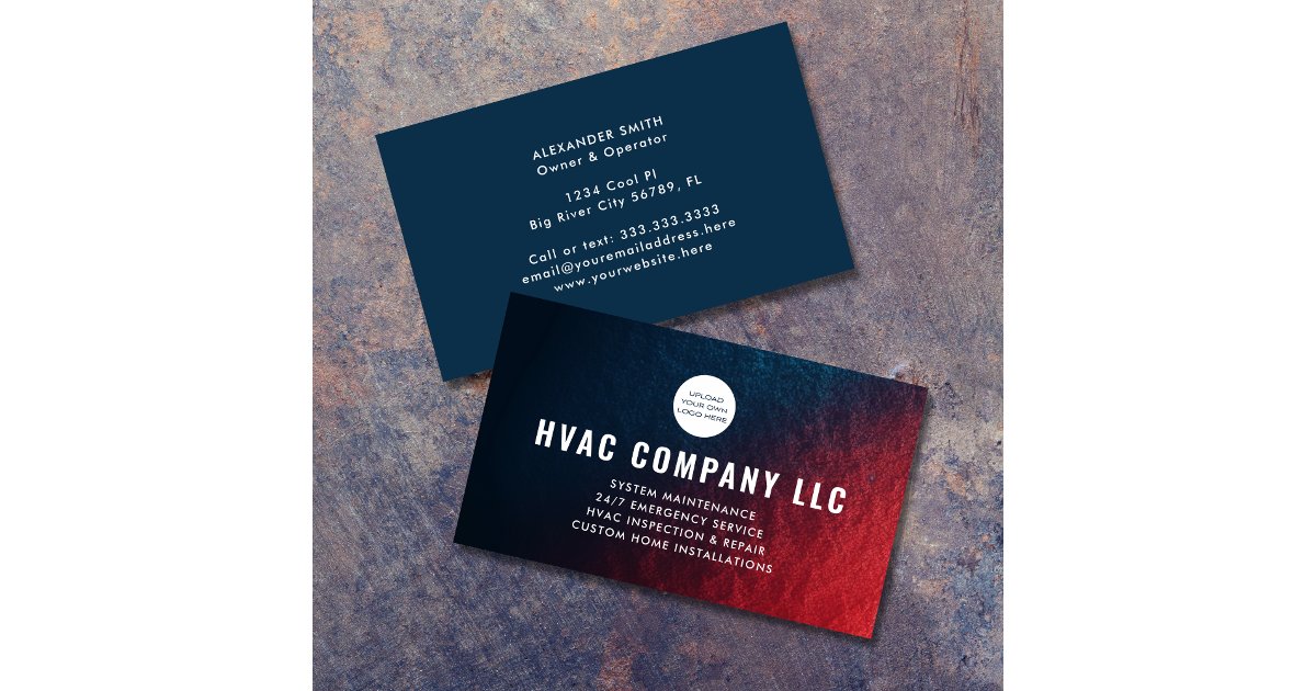 Modern Custom Logo AC Heat Professional HVAC Business Card | Zazzle