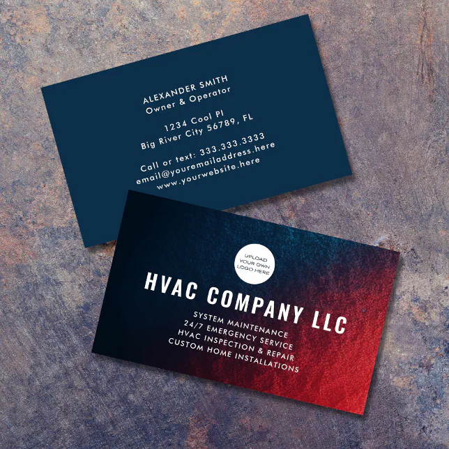 Modern Custom Logo AC Heat Professional HVAC Business Card | Zazzle
