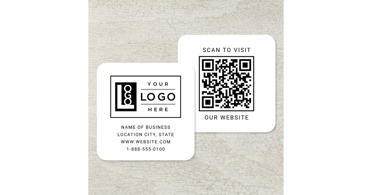 Modern Custom Logo and QR Code Square Business Card | Zazzle