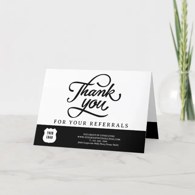 Modern Custom Logo Business Referral Thank You Card | Zazzle