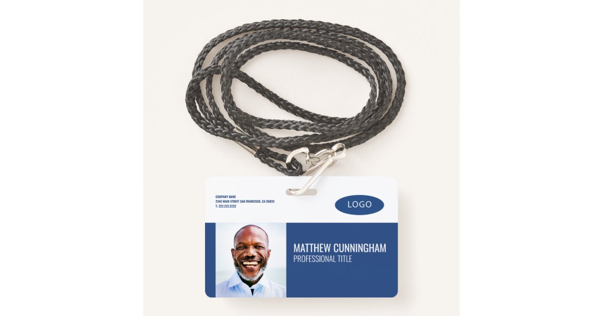 Modern Custom Logo Employee Name Barcode Badge | Zazzle.com