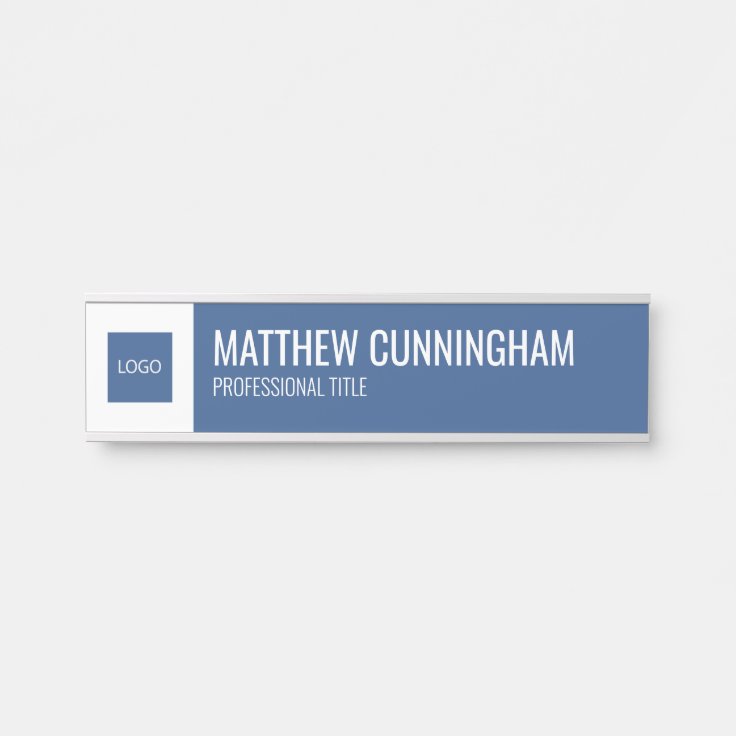 Modern Custom Logo Employee Name Job Title Door Sign | Zazzle