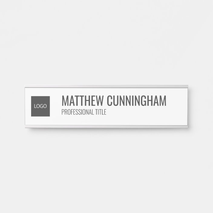 Modern Custom Logo Employee Name Job Title Door Sign | Zazzle.com