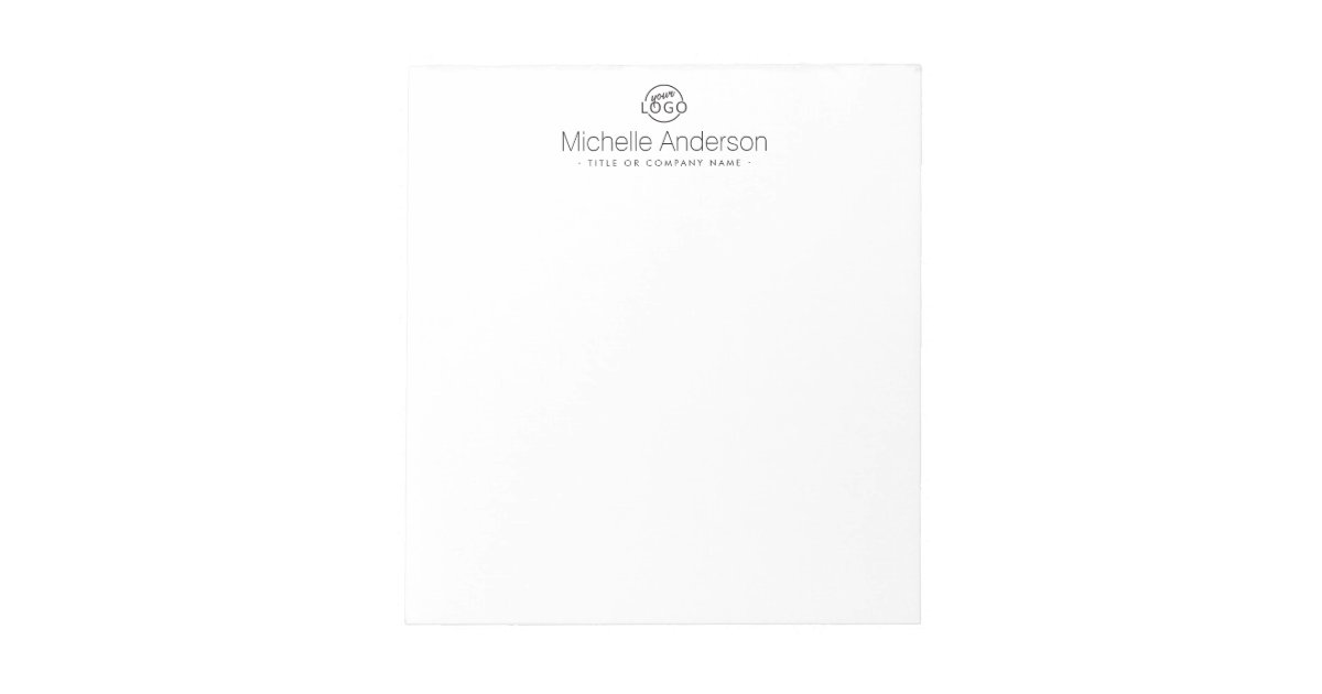 Modern custom logo minimalist white notepad | Zazzle