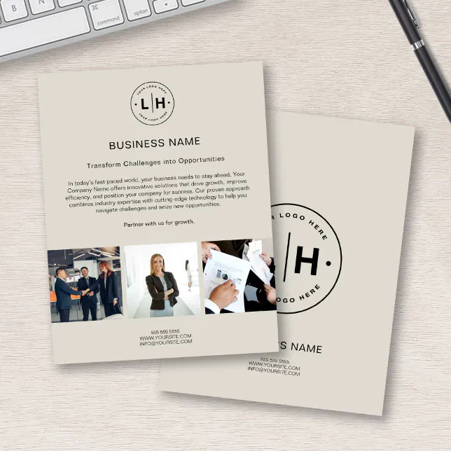 Modern Custom Logo Photo Corporate Business Flyer | Zazzle