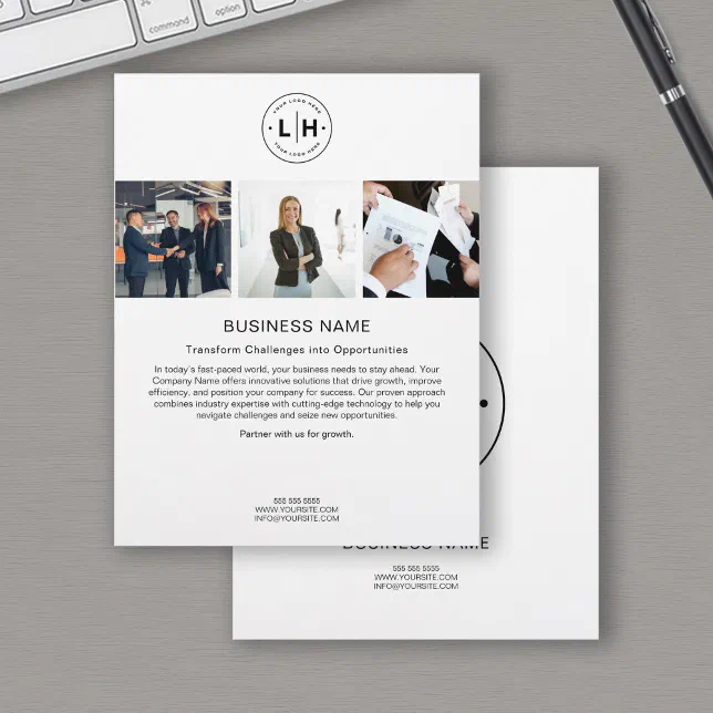 Modern Custom Logo Photo Corporate Business White Flyer | Zazzle