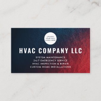 Modern Custom Logo QR Code AC Heat HVAC Business Card | Zazzle