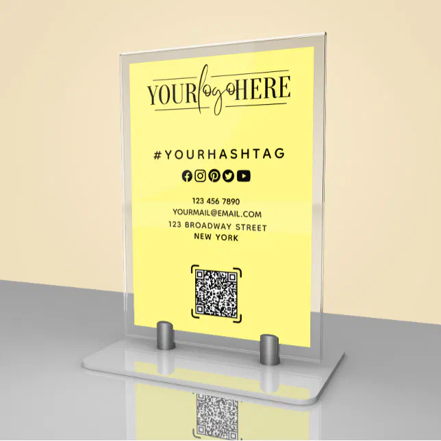 Modern Custom Logo | Social Media Sign Table Card | Zazzle