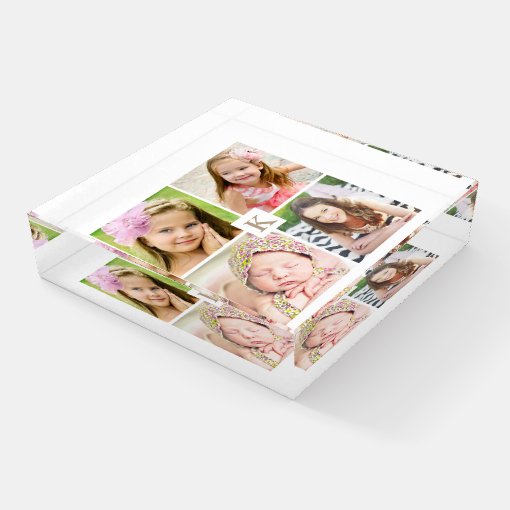 Modern Custom Monogram Family Photo Collage Paperweight | Zazzle