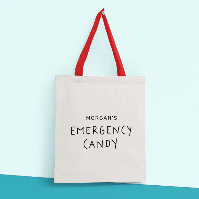 Modern Custom Name Cute Emergency Candy Tote Bag | Zazzle