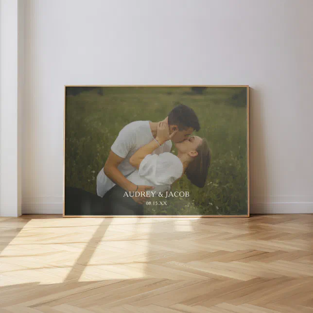 Modern Custom Names Wedding Couple Photo Poster | Zazzle