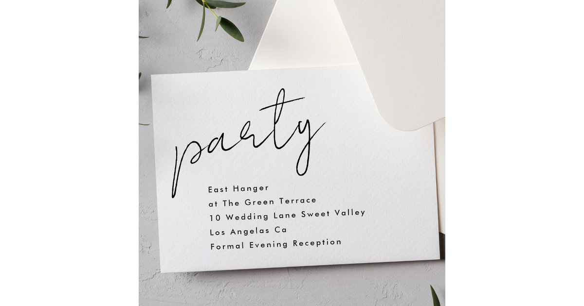 Modern Custom Party Black Funky Wedding Reception Invitation | Zazzle